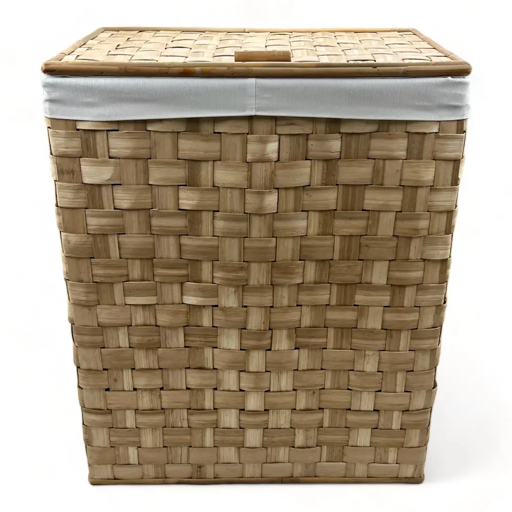 Cesto para la ropa sucia rectangular de castaño